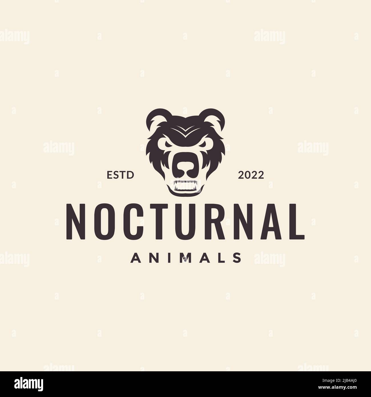 hipster beast head animal night logo design vector graphic symbol icon ...