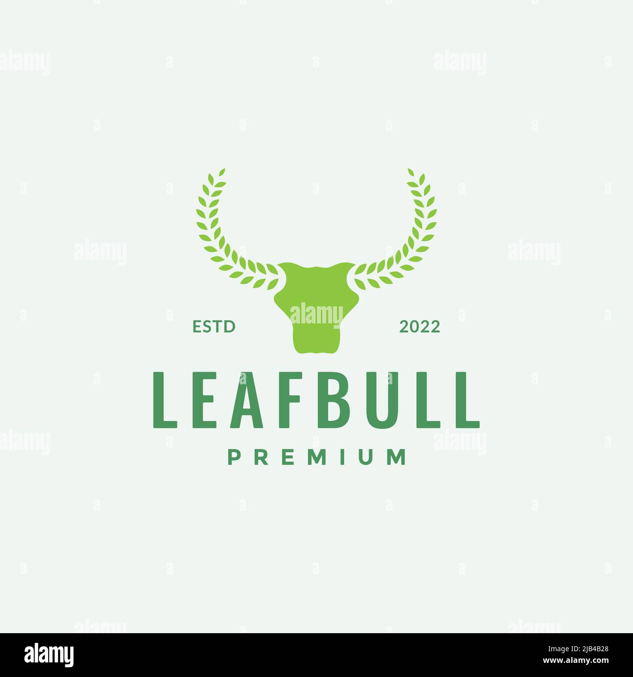 head cow or bull with leaf badge green logo design vector graphic ...