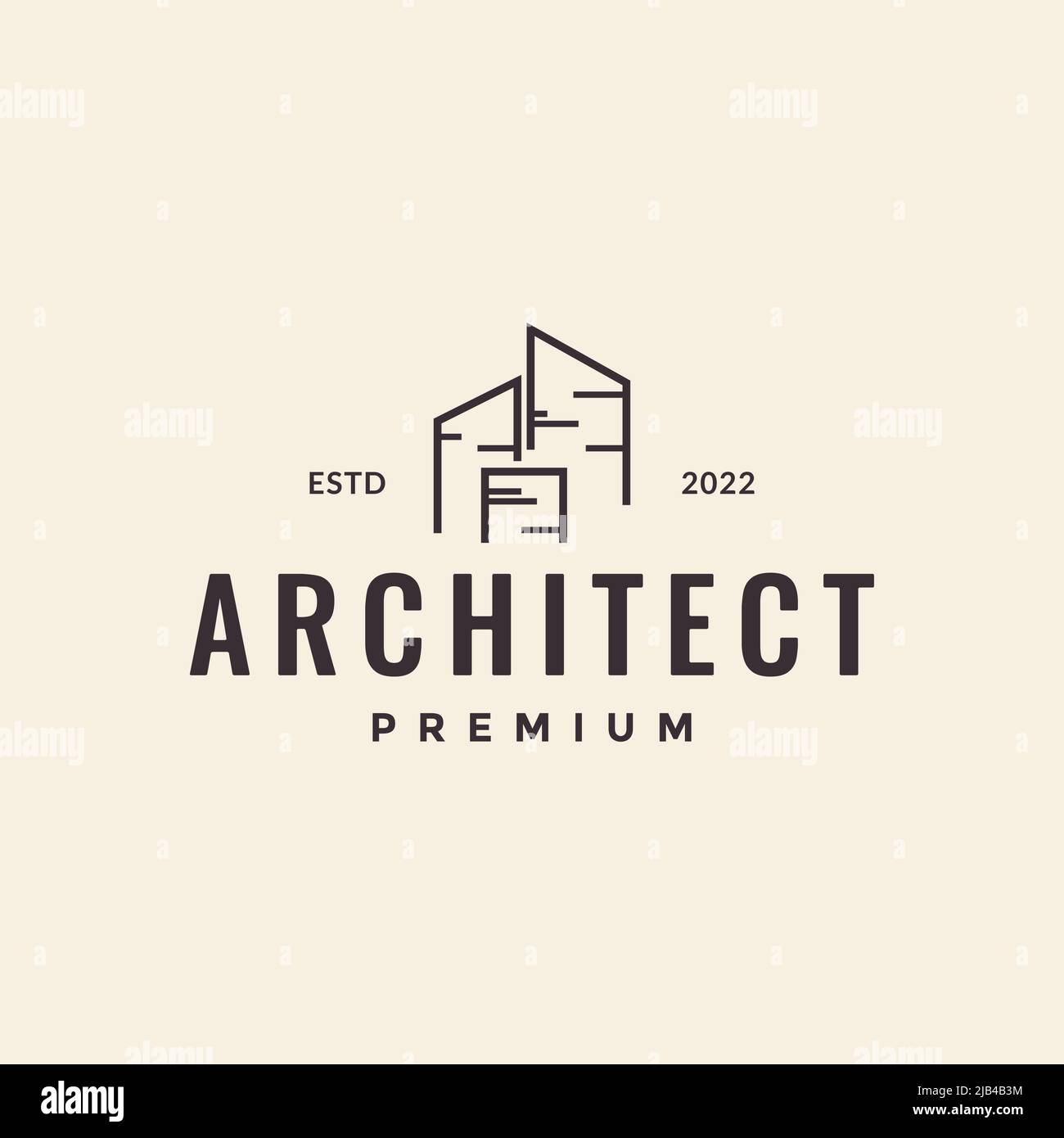 line minimal architect estate building hipster logo design vector ...