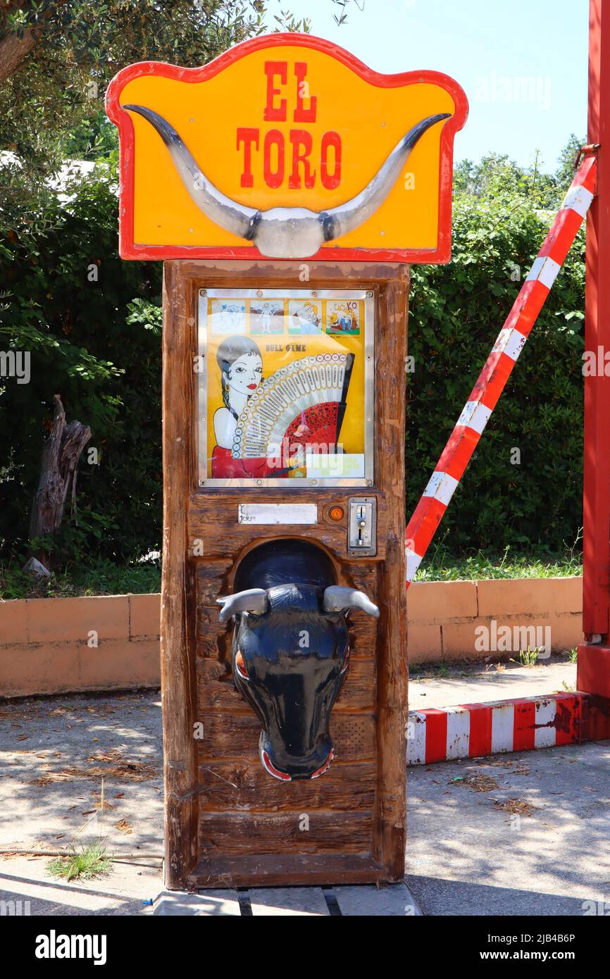 Zamperla EL TORO strength tester Arcade game Coin Operated Stock Photo ...