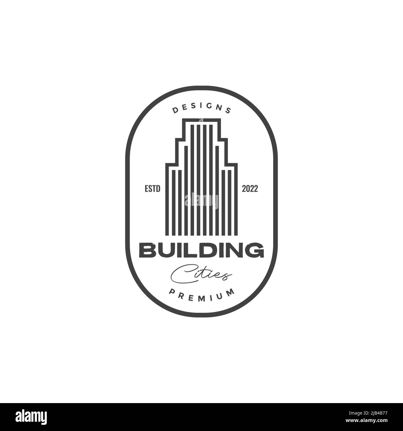 modern badge with line building skyscraper logo design vector graphic ...