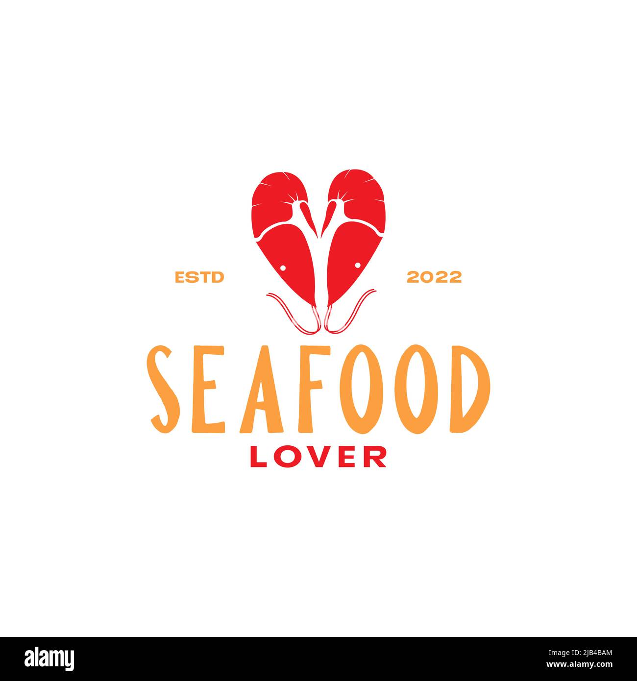 red shrimp love seafood logo design vector graphic symbol icon ...
