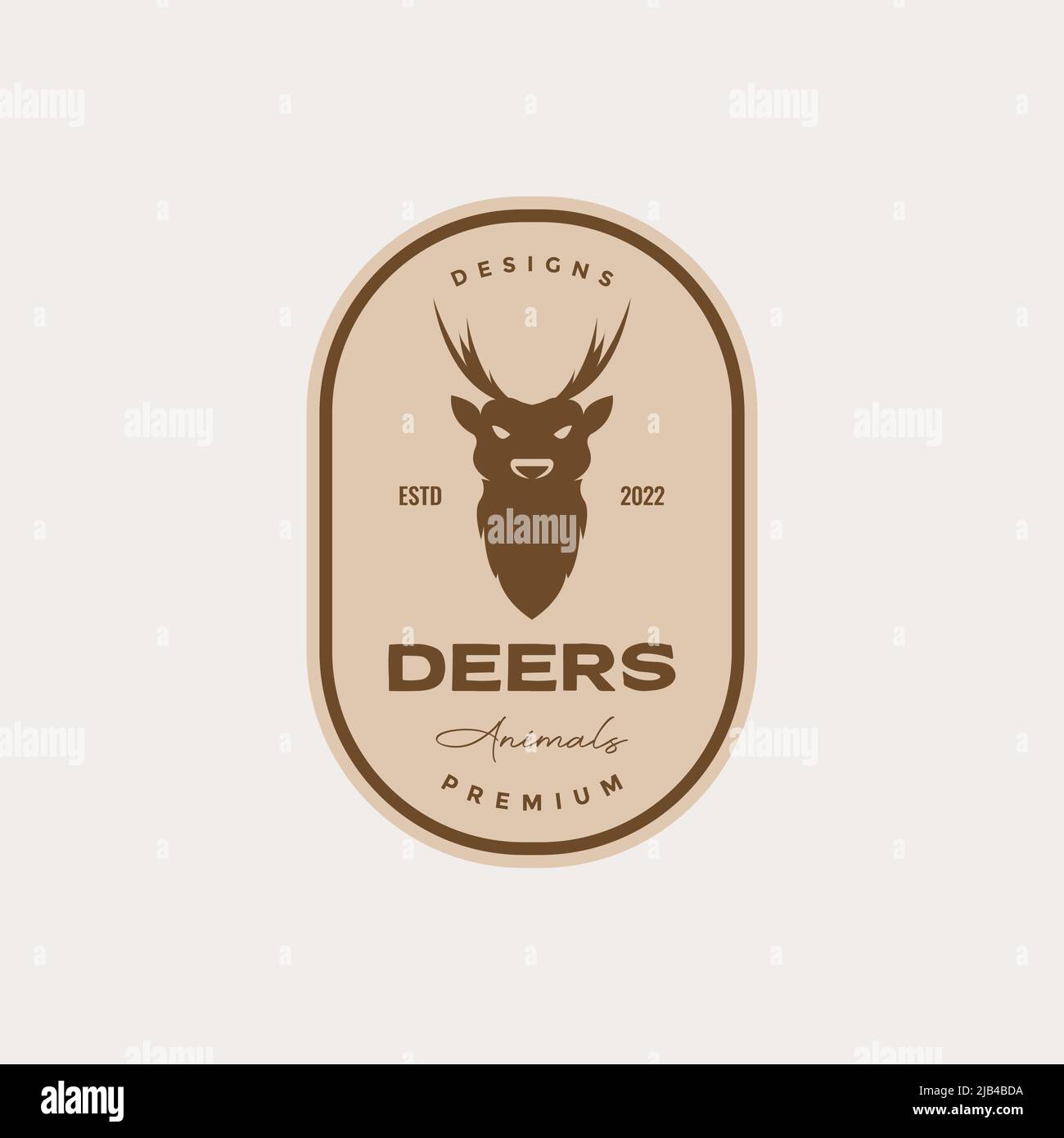 simple vintage badge with reindeer logo design vector graphic symbol ...