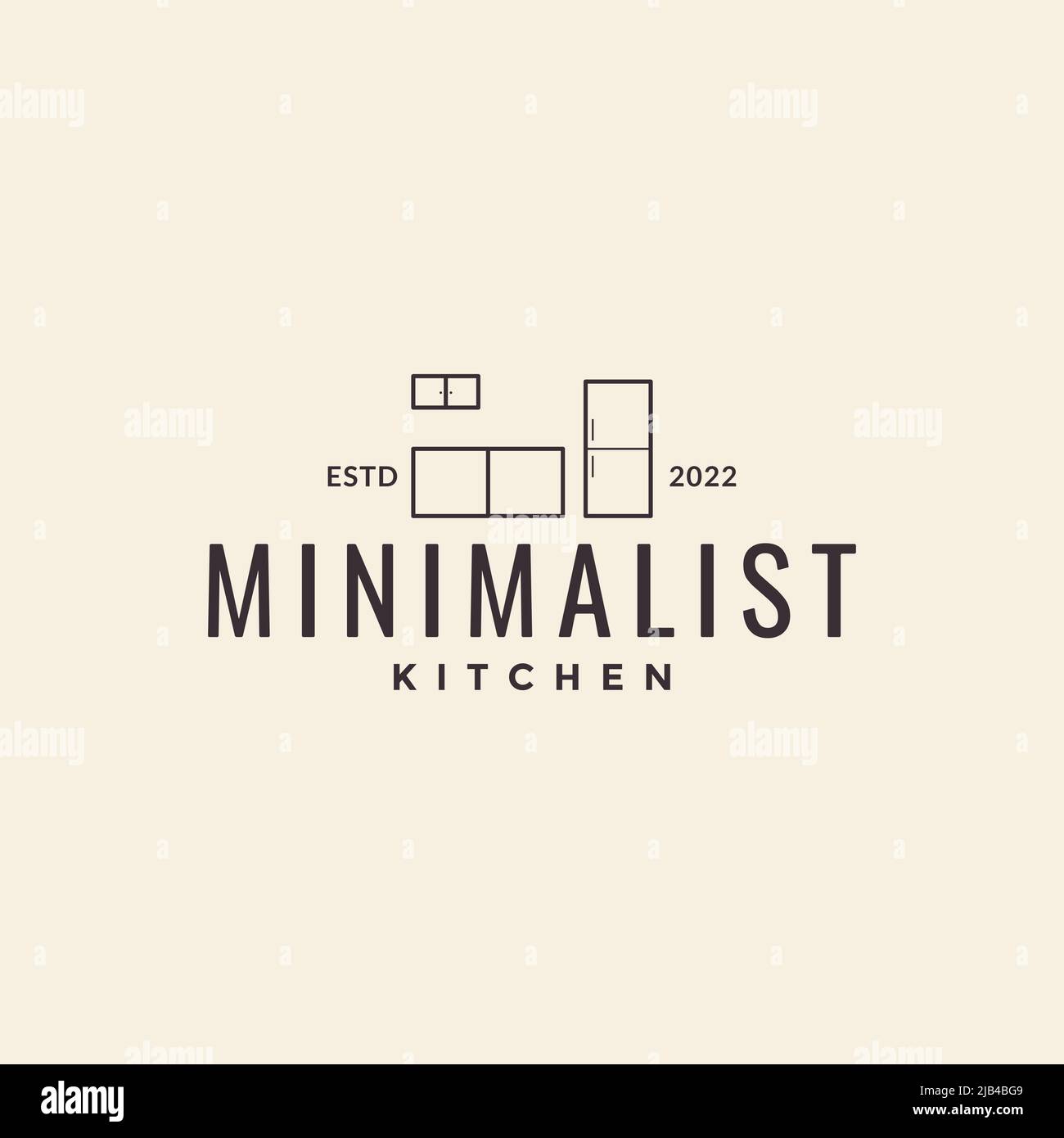 line minimalist kitchen set interior logo design vector graphic symbol ...