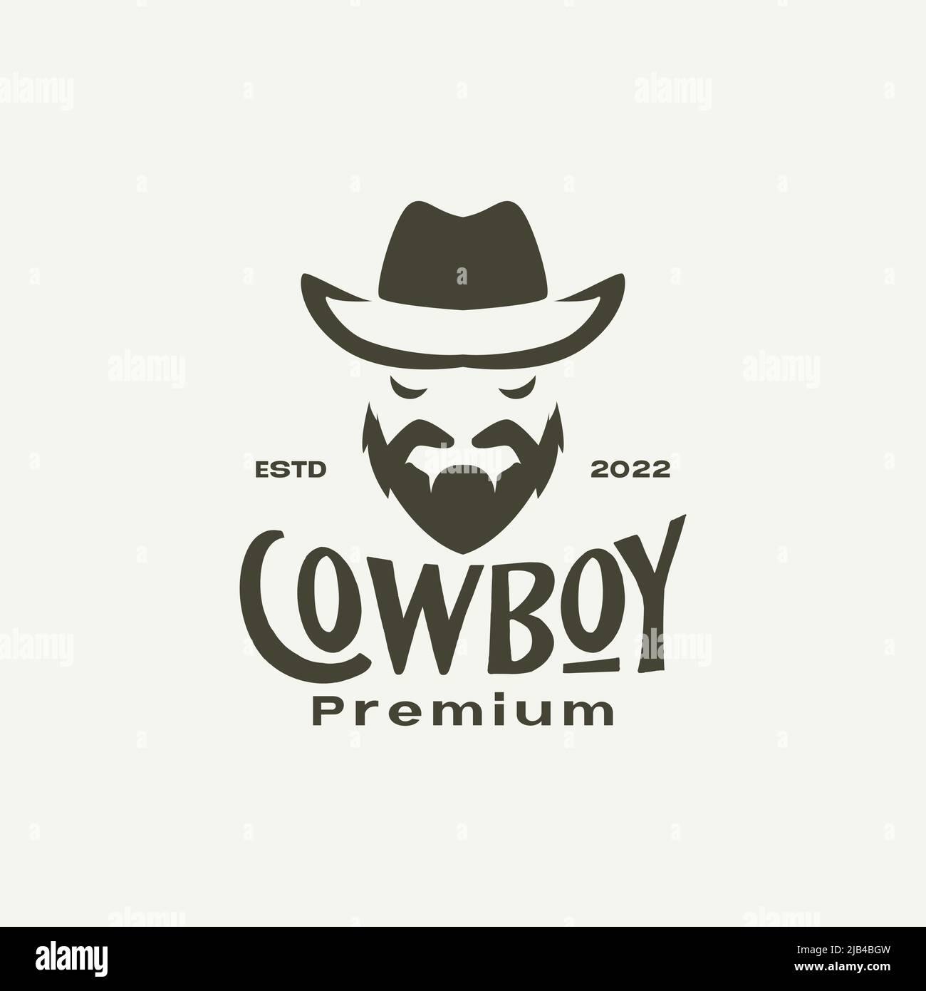 head cow boy with beard vintage logo design vector graphic symbol icon ...