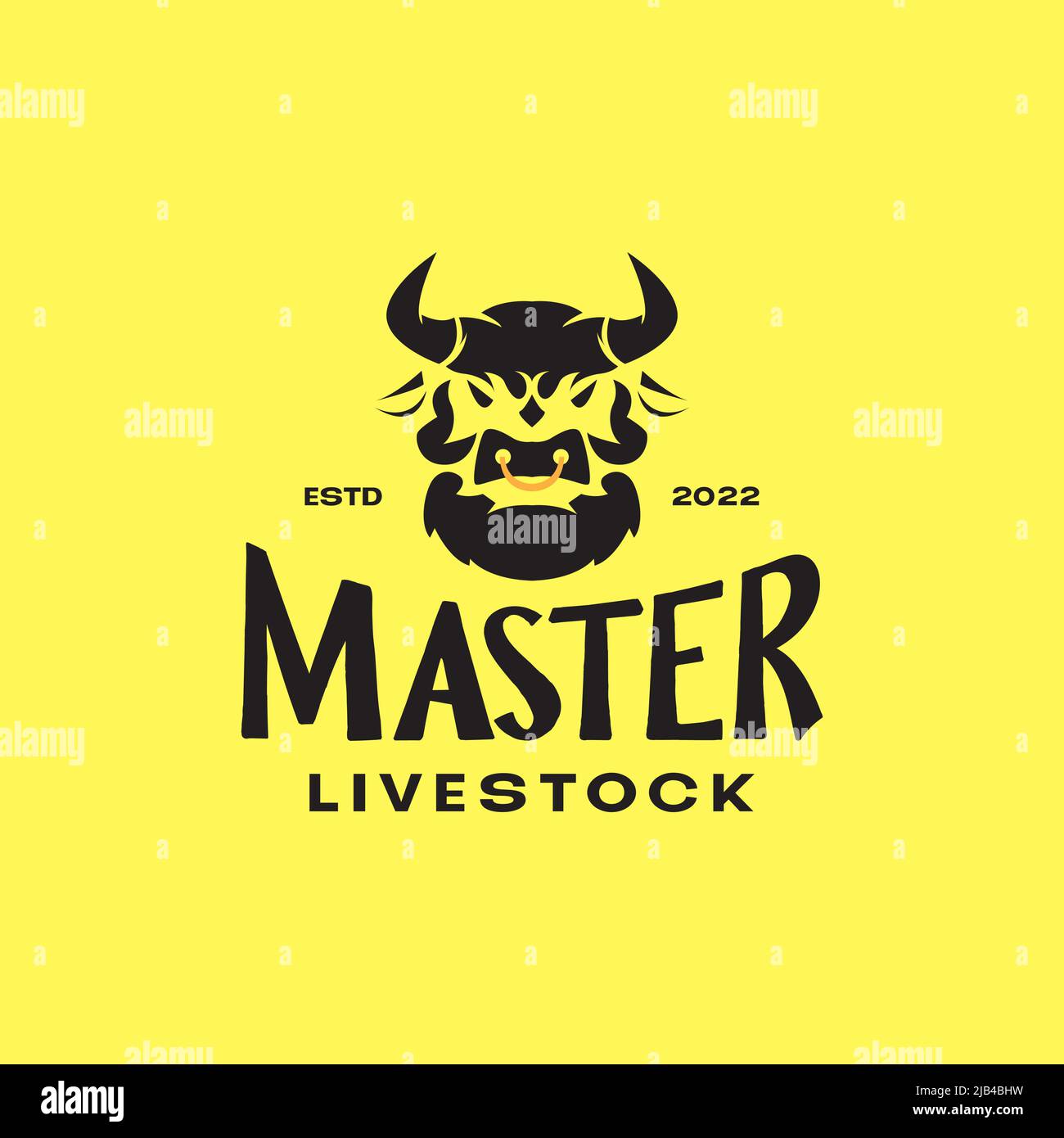 strong head livestock cattle cow or buffalo logo design vector graphic ...