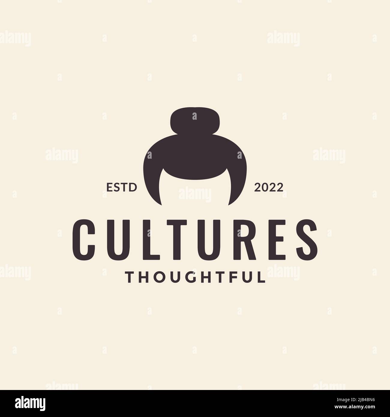 man hair traditional japan culture logo design vector graphic symbol ...