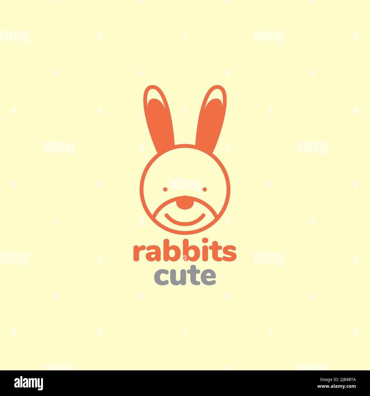 head cute cartoon rabbit long ears logo design vector graphic symbol ...