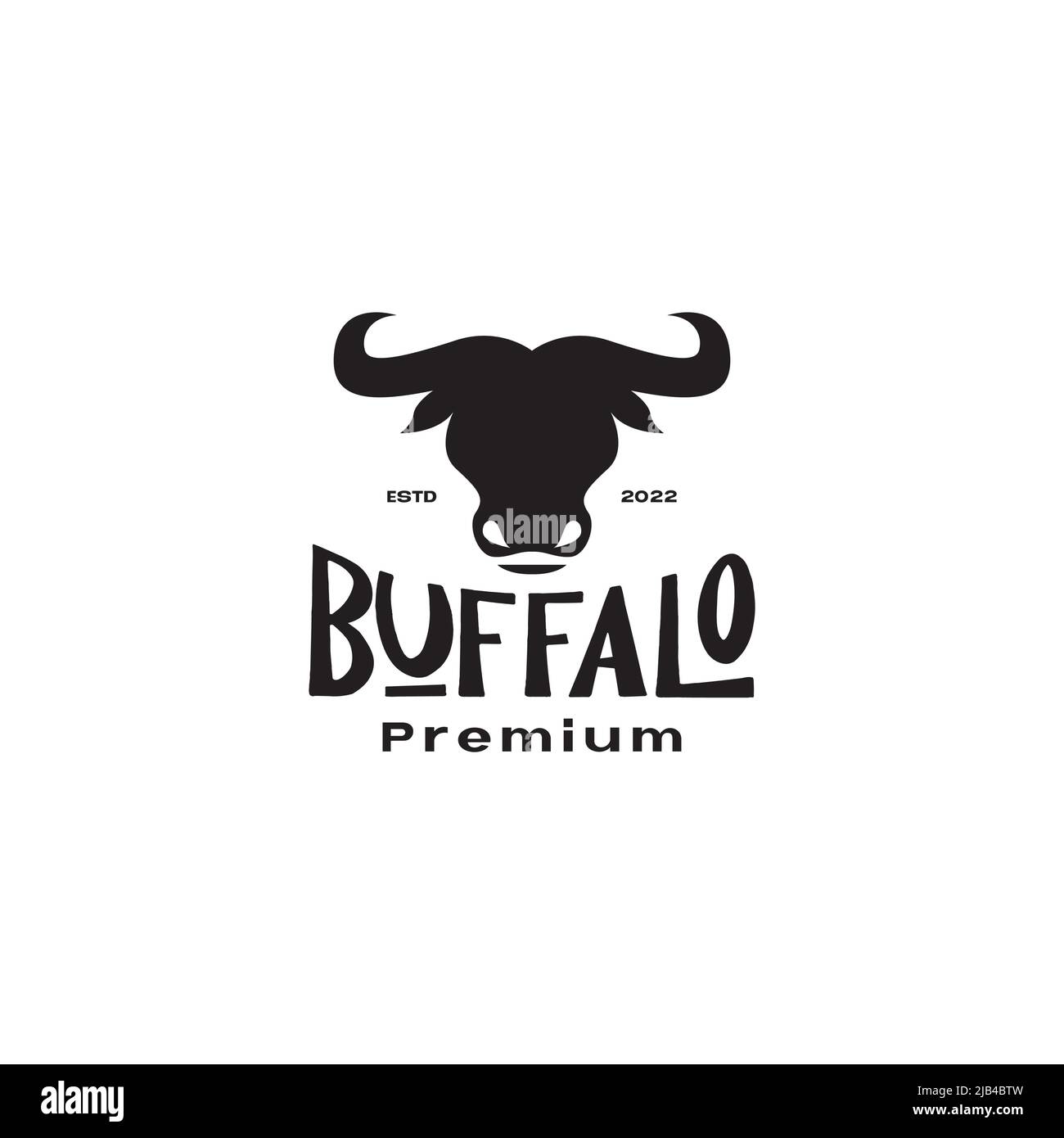 flat isolated head buffalo black vintage logo design vector graphic ...