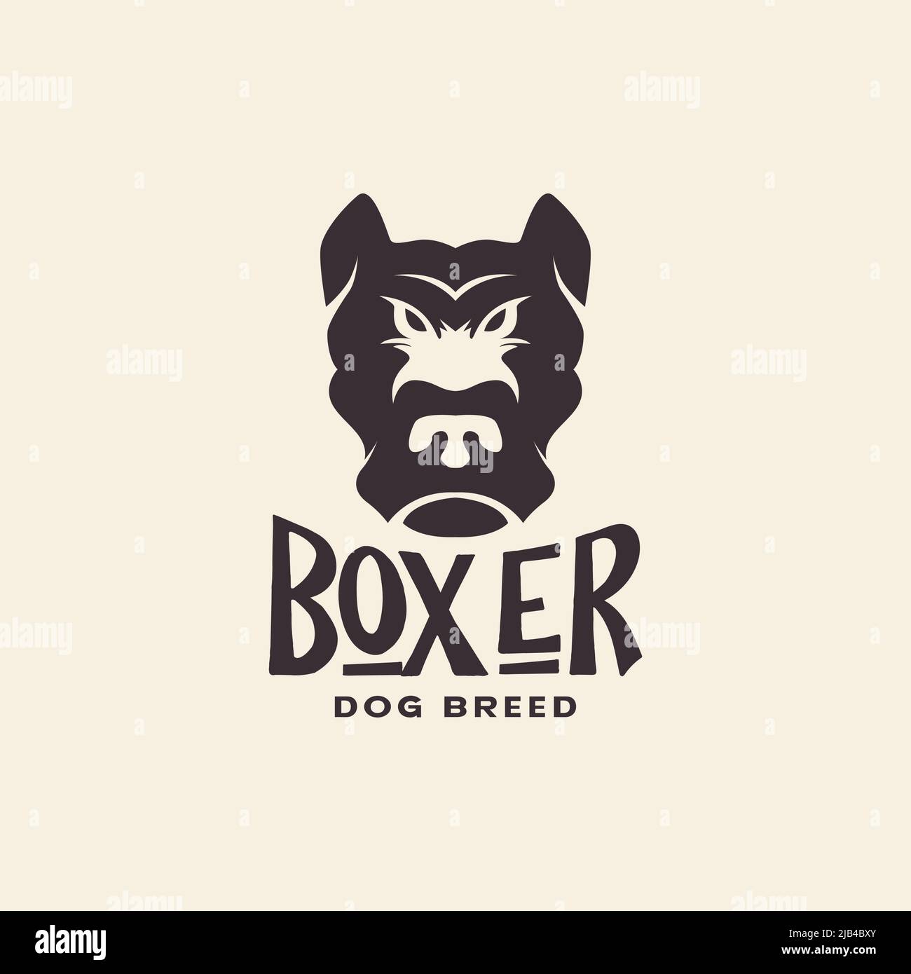 head vintage dog boxer logo design vector graphic symbol icon ...
