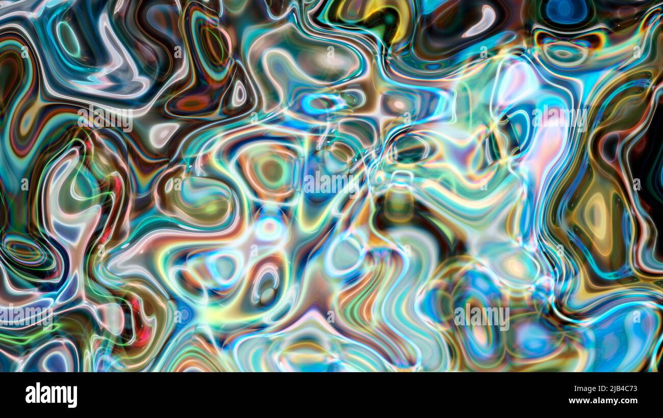 Abstract luminous iridescent liquid background. Design, art Stock Photo ...