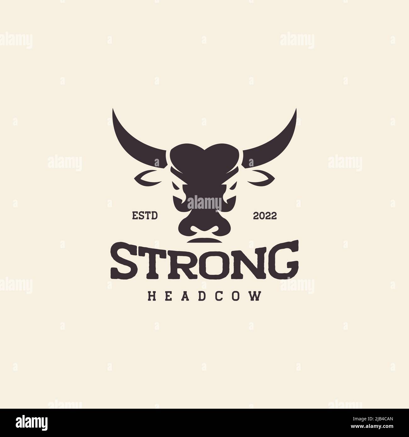 strong head cow livestock vintage logo design vector graphic symbol ...