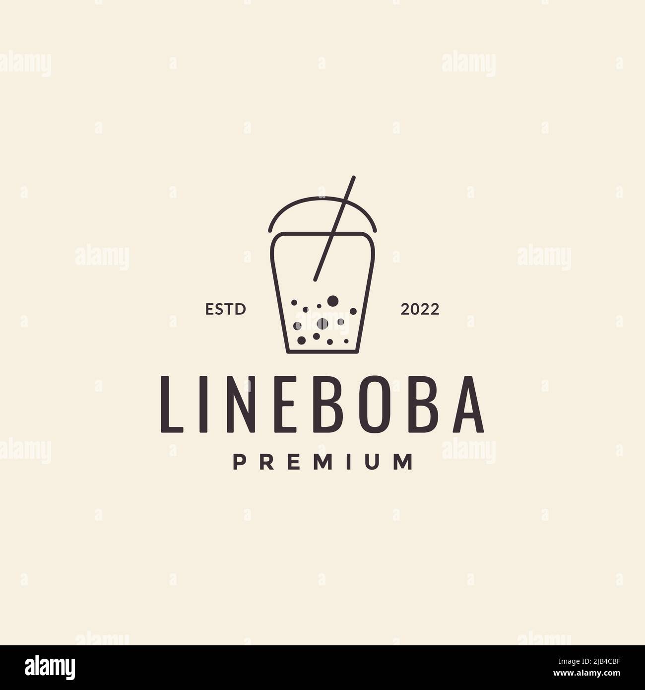 line boba drink dots simple logo design vector graphic symbol icon ...