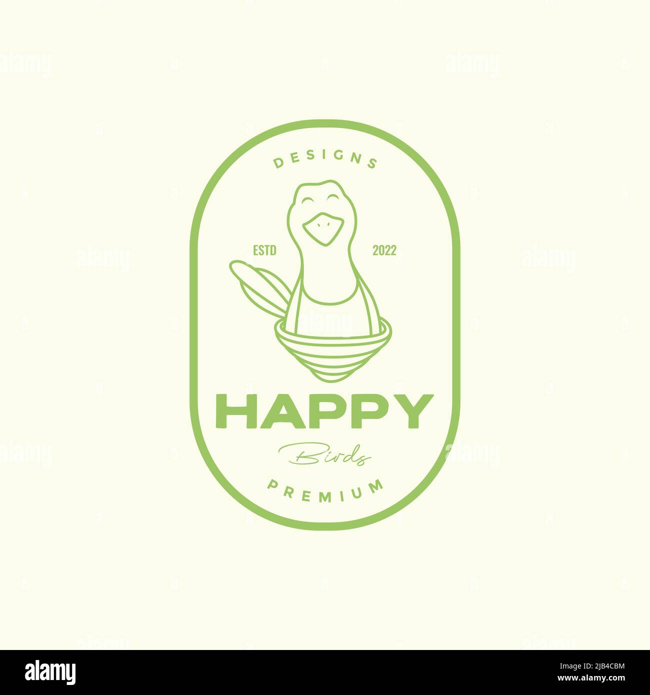 badge with bird with nest branch logo design vector graphic symbol icon ...