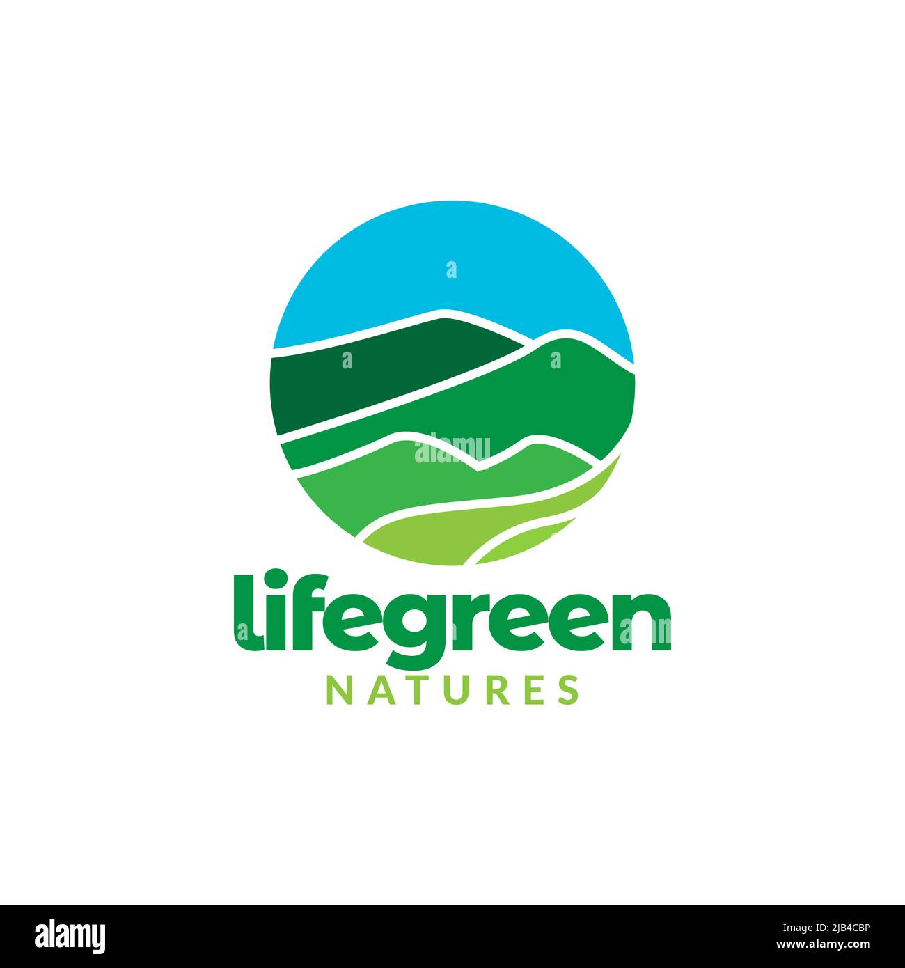 flat colorful hill green circle logo design vector graphic symbol icon ...