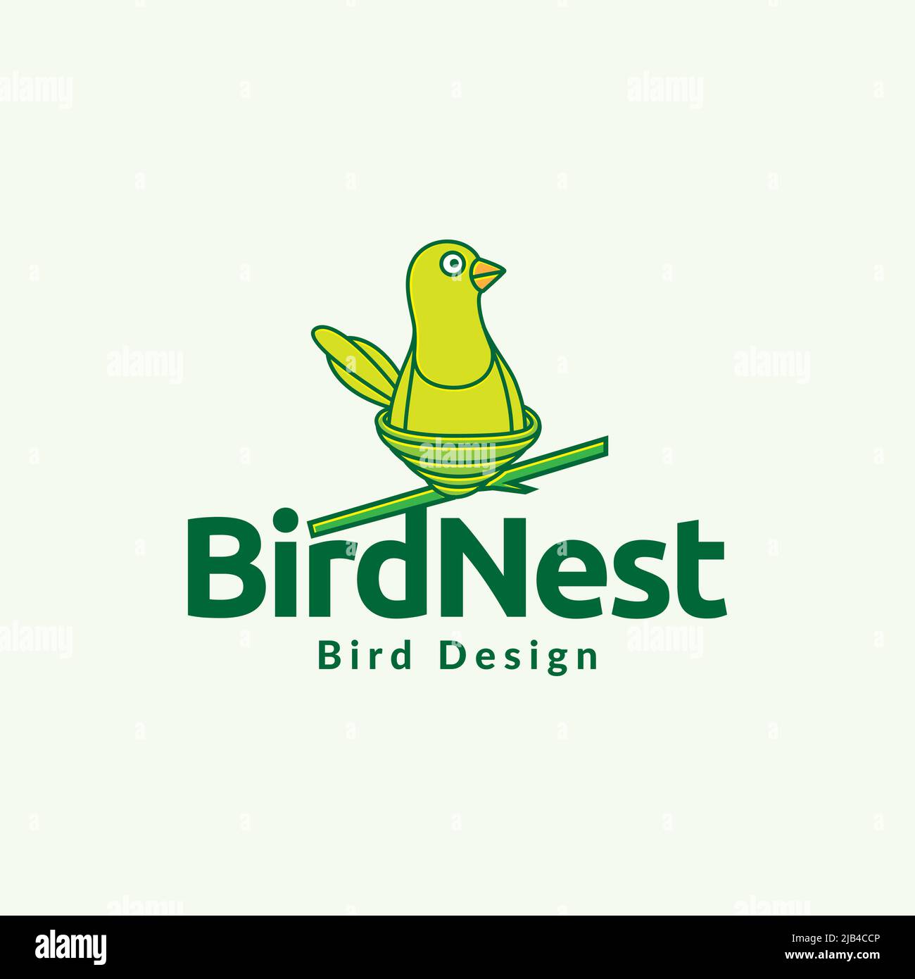 green bird with nest branch colored logo design vector graphic symbol ...
