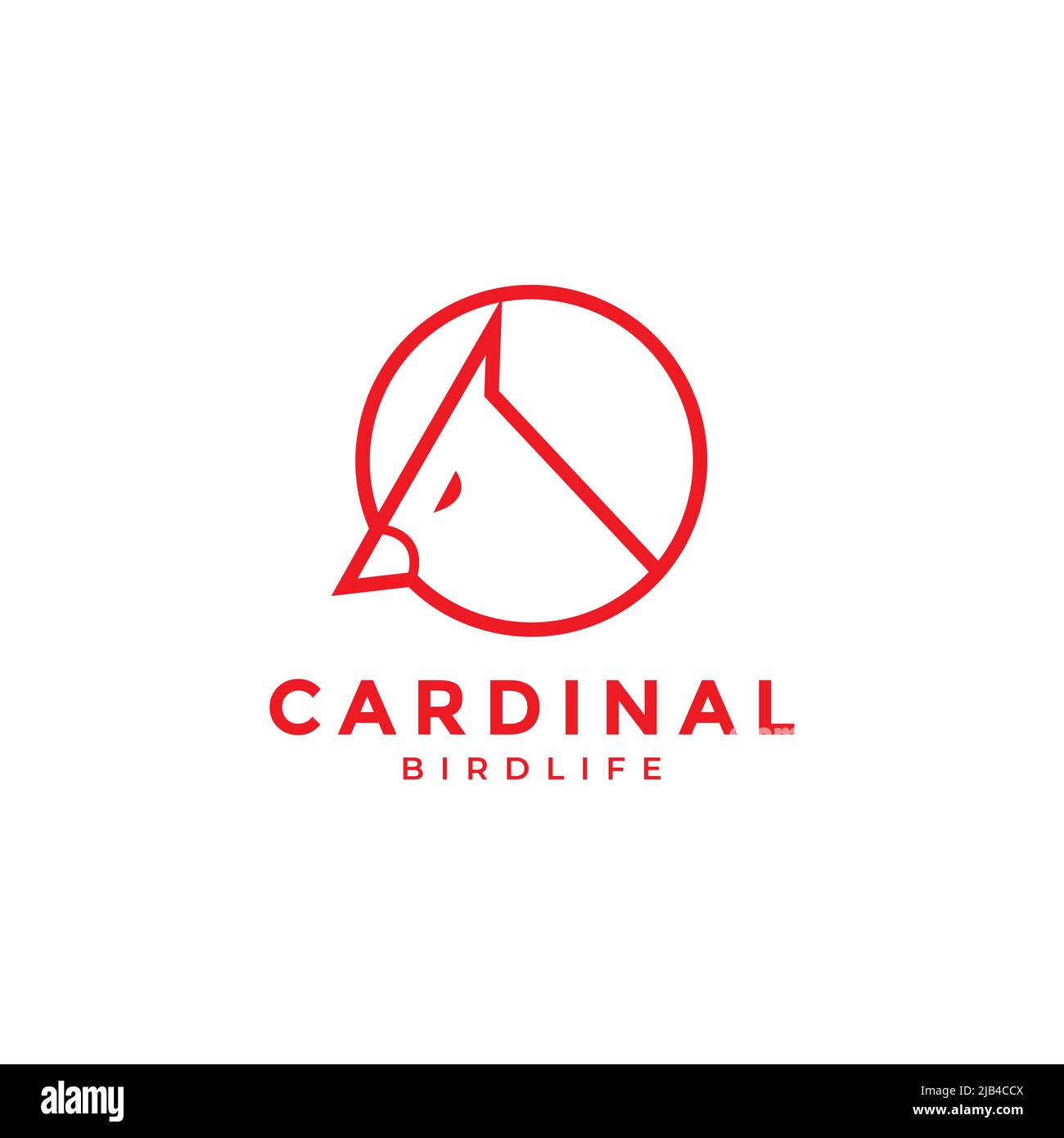 line red circle geometric bird cardinal logo design vector graphic ...
