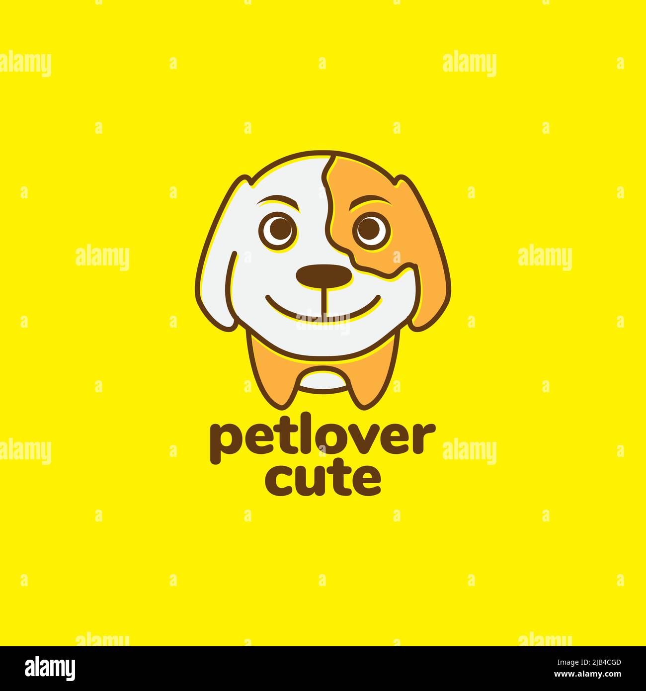cute cartoon pets dog colored smile logo design vector graphic symbol ...
