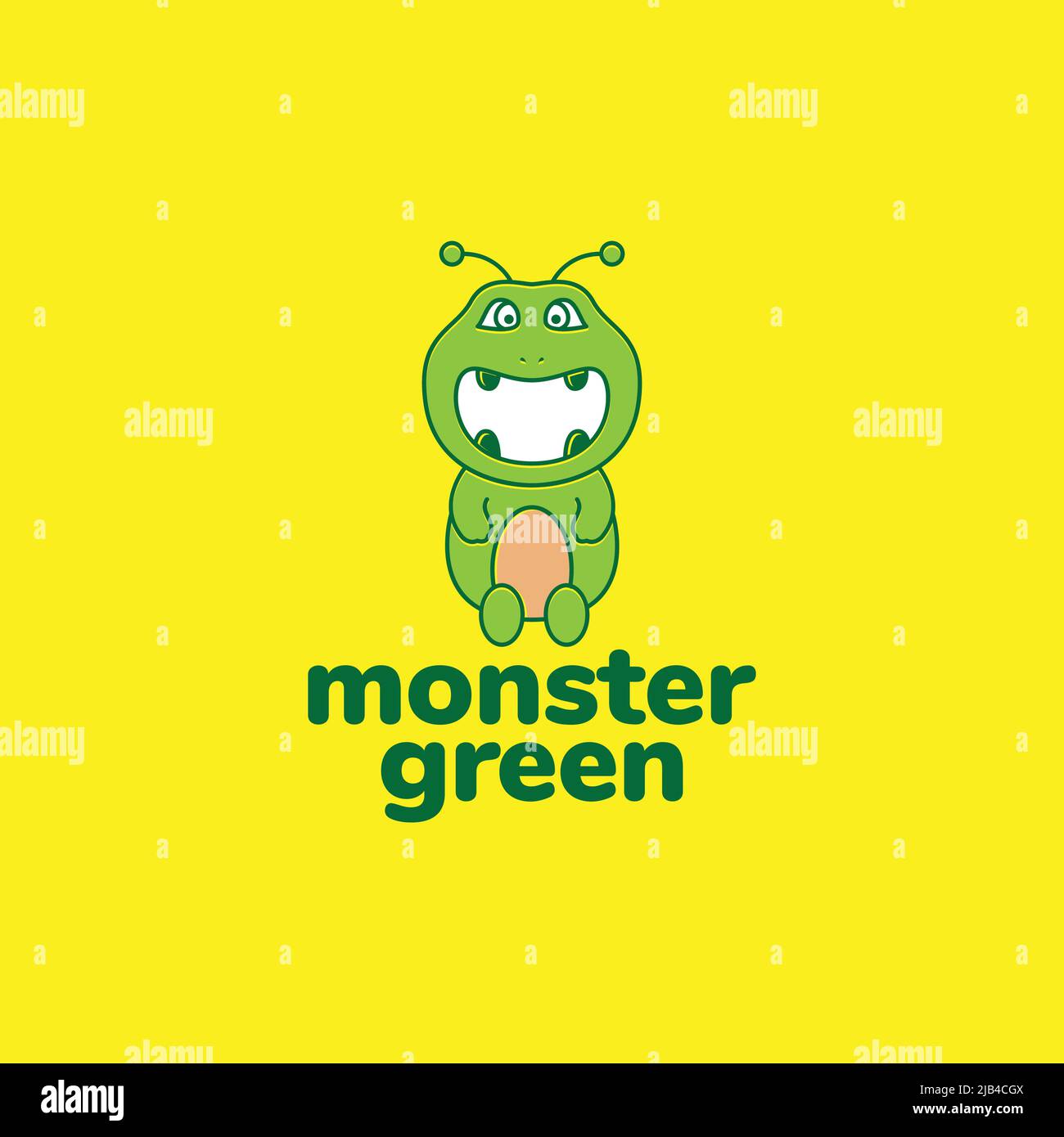green monster big smile logo design vector graphic symbol icon ...