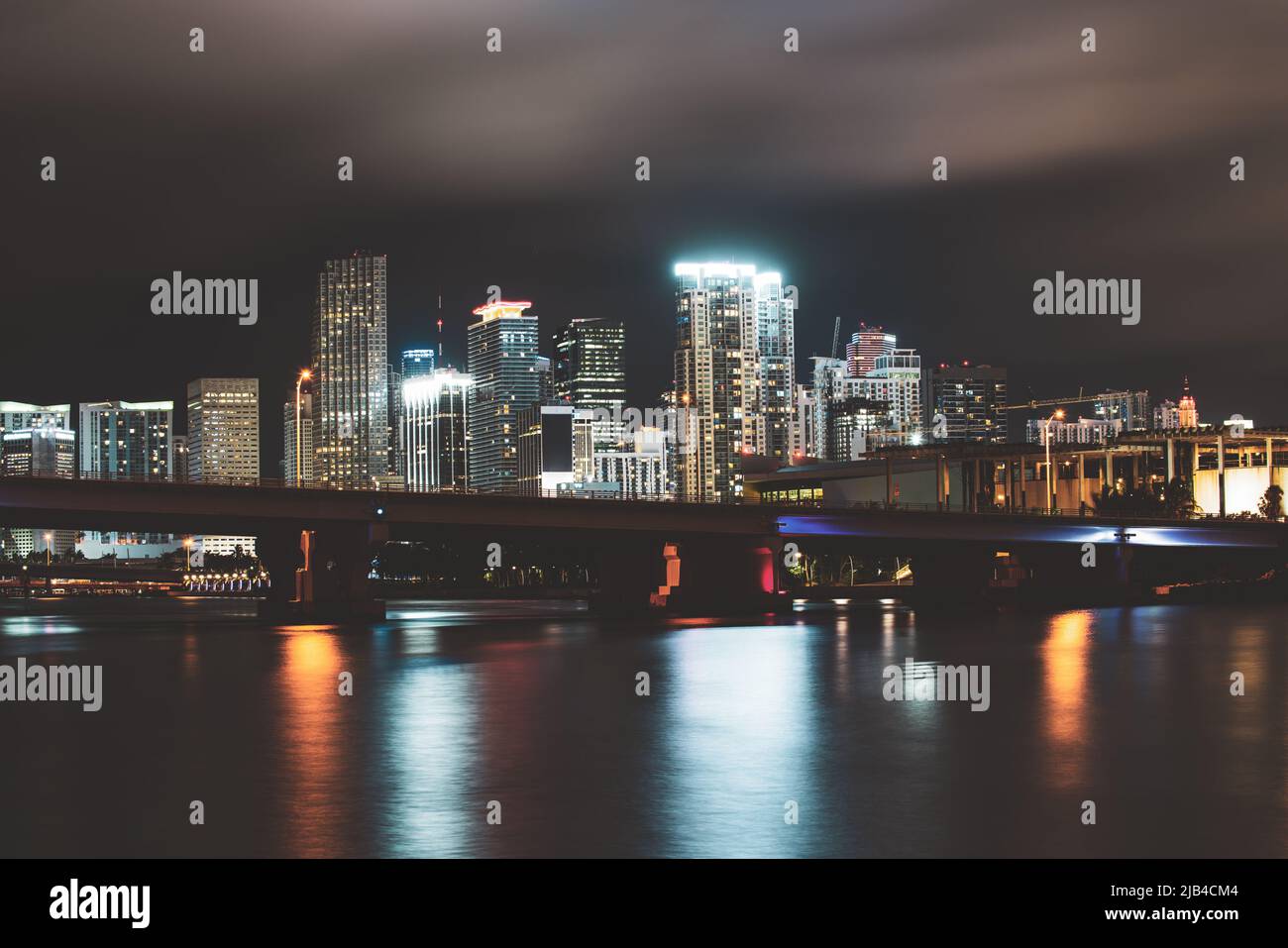 Skyline of miami biscayne bay reflections, high resolution. Miami ...