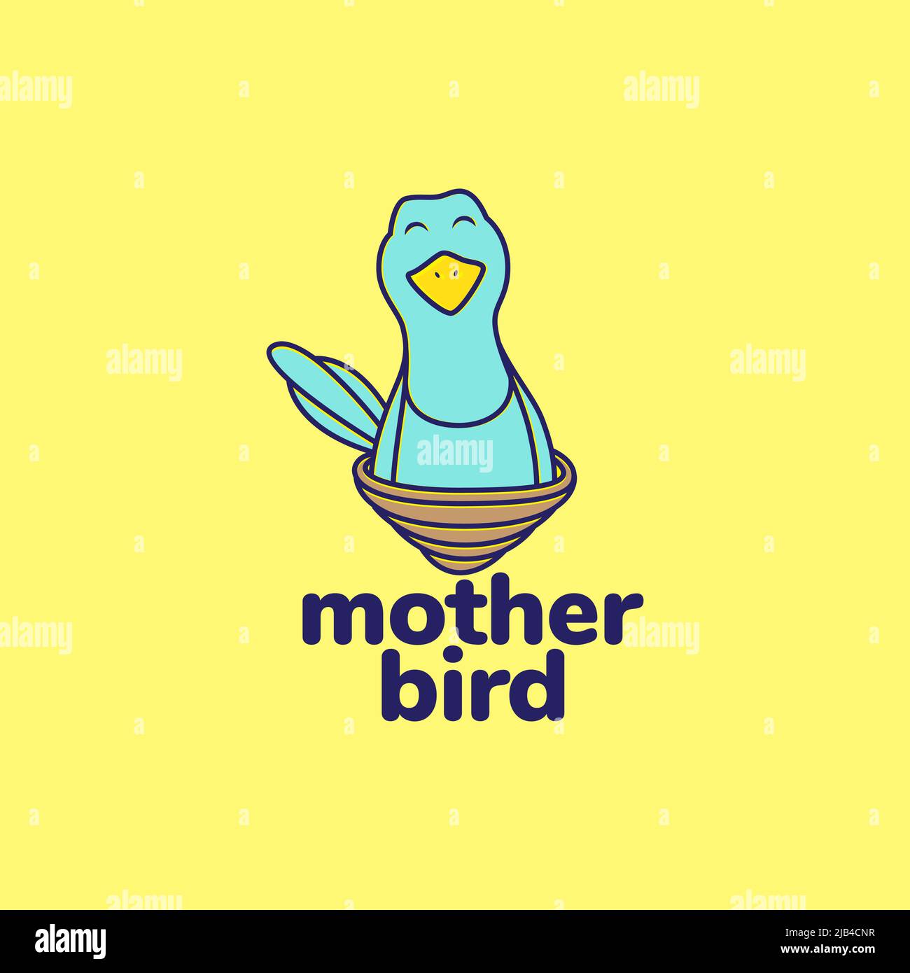 colorful bird with nest logo design vector graphic symbol icon ...