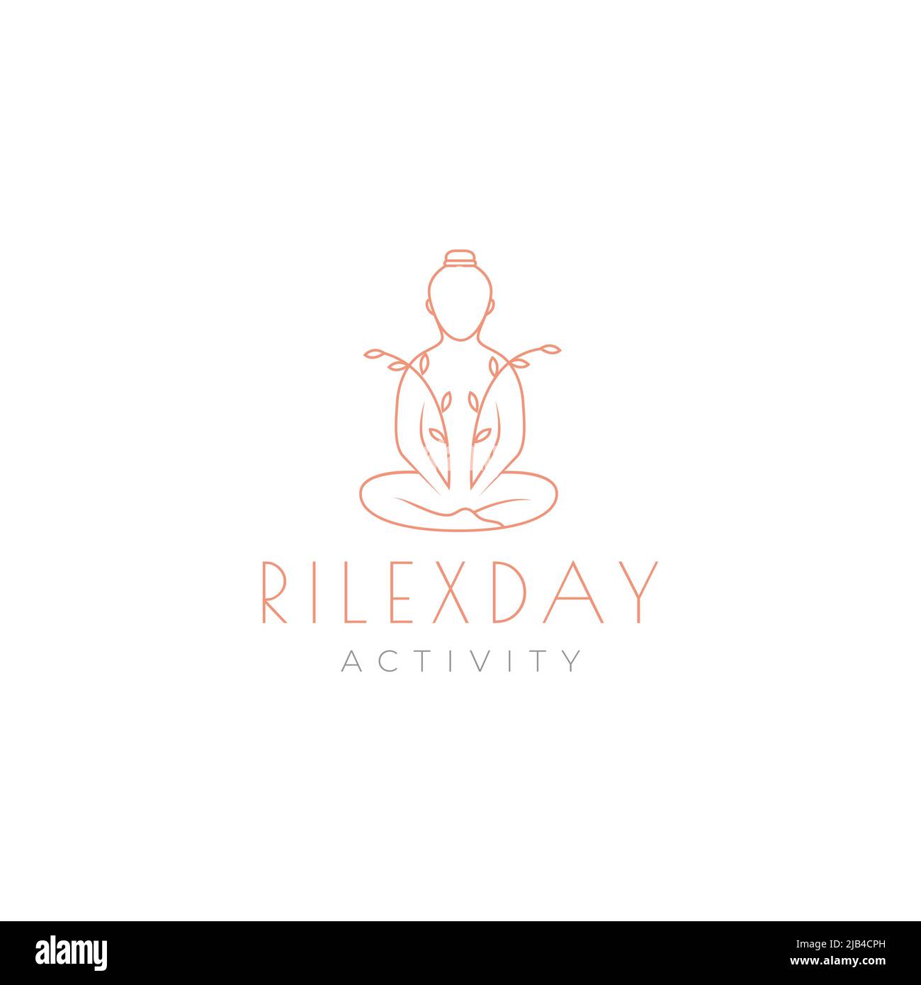 line human with flower relax yoga logo design vector graphic symbol ...