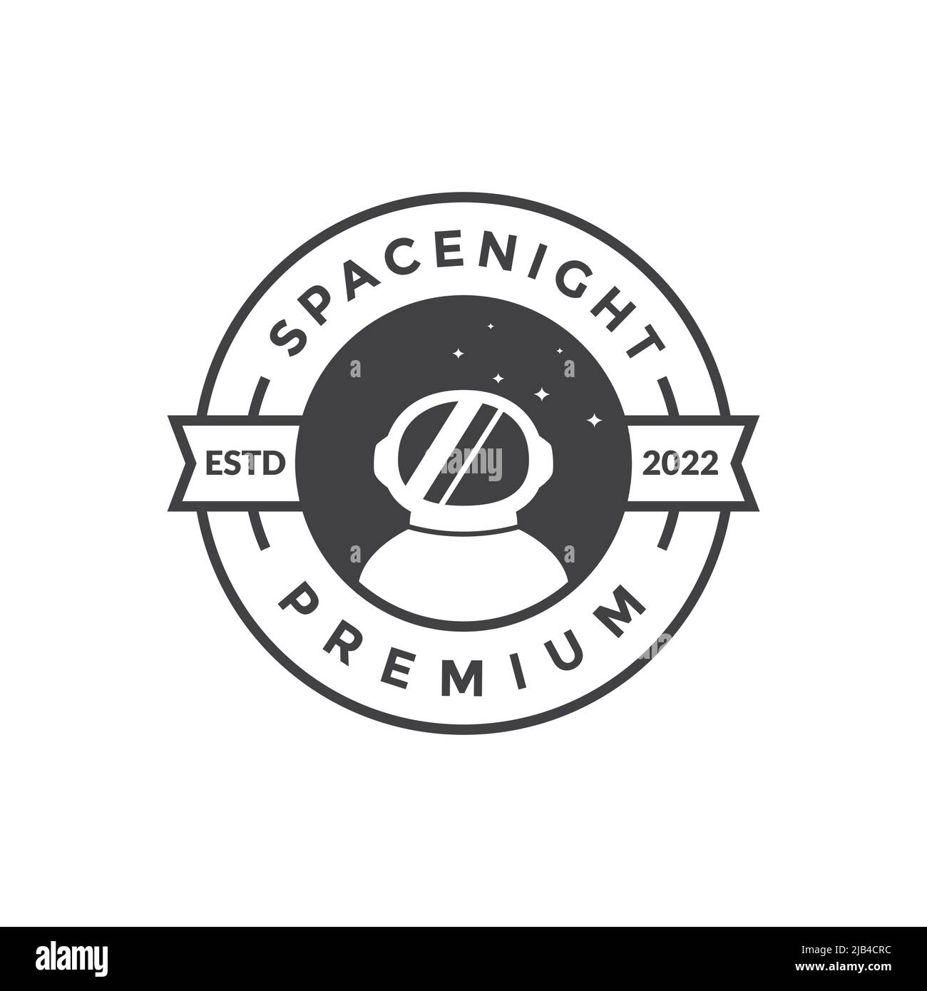 badge with head astronaut space night logo design vector graphic symbol ...
