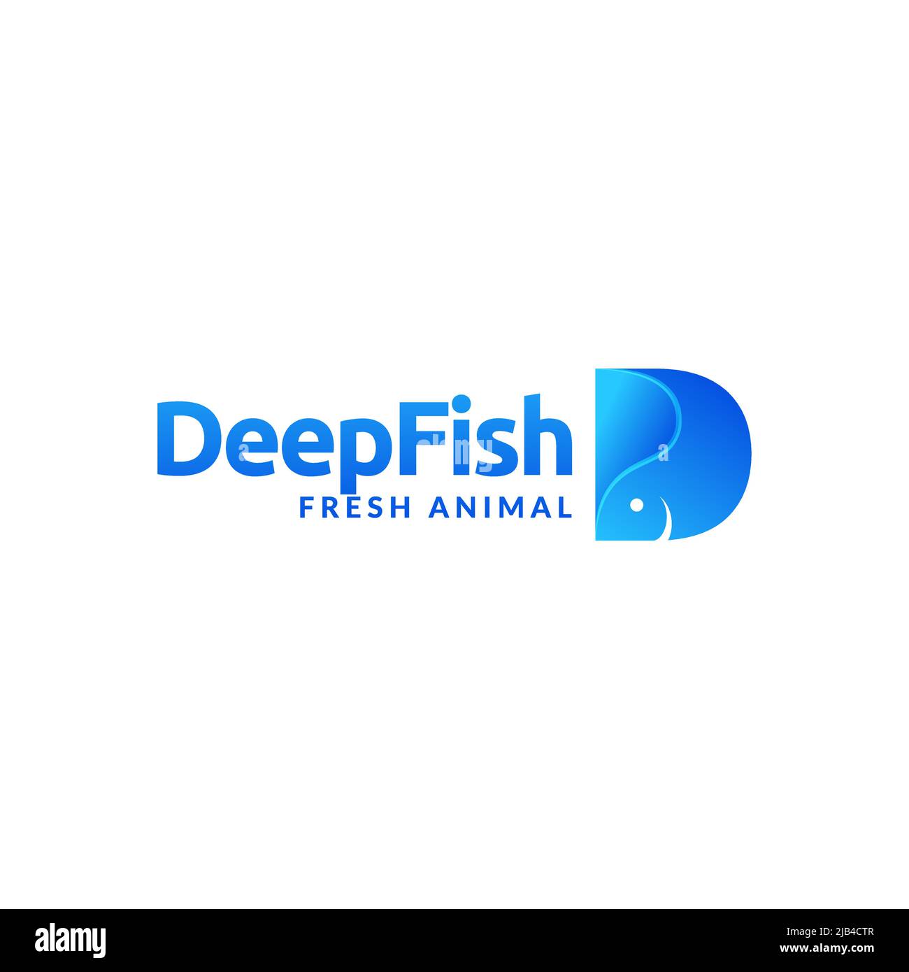 abstract blue letter D with fish logo design vector graphic symbol icon ...