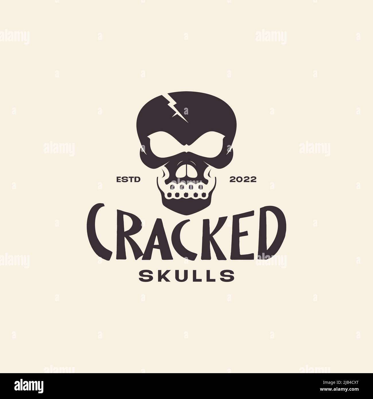head skull vintage cracked logo design vector graphic symbol icon ...