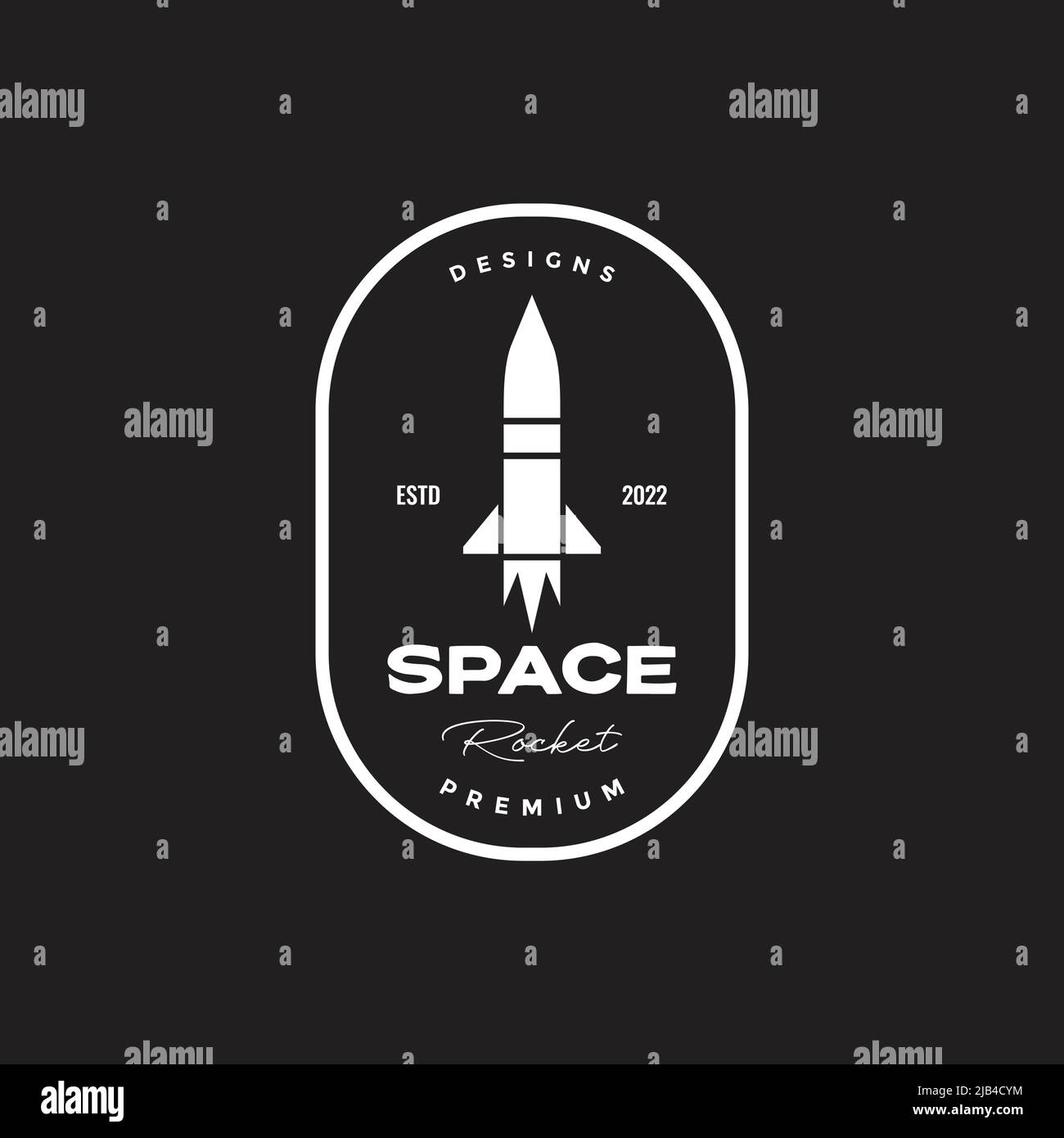 badge with rocket space airplane logo design vector graphic symbol icon ...