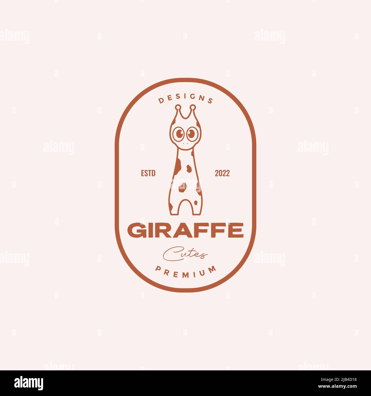 cute line giraffe with badge logo design vector graphic symbol icon ...