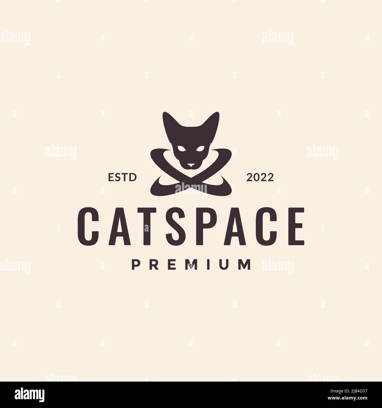 head cat with rings space logo design vector graphic symbol icon ...