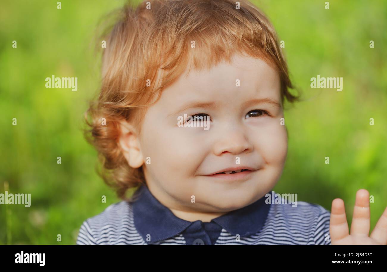 Portrait of little baby boy. Concept of kids face close-up. Head shoot ...