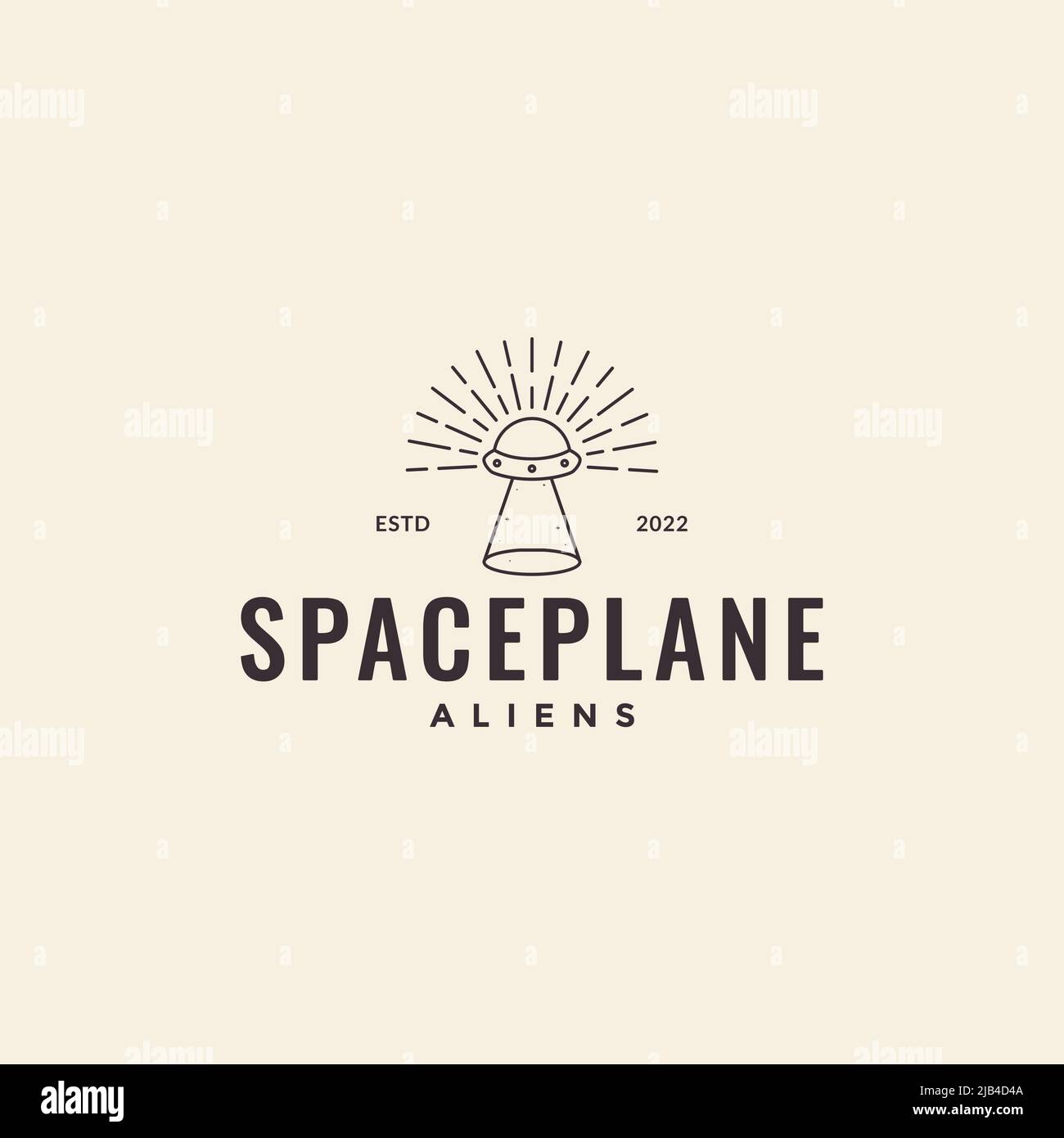 line alien airplane with sun logo design vector graphic symbol icon ...