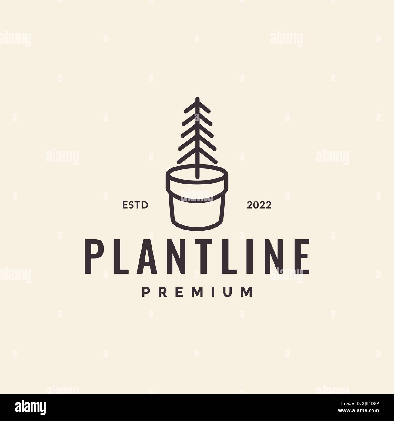 Minimalist Pots With Plant Pines Logo Design Vector Graphic Symbol Icon
