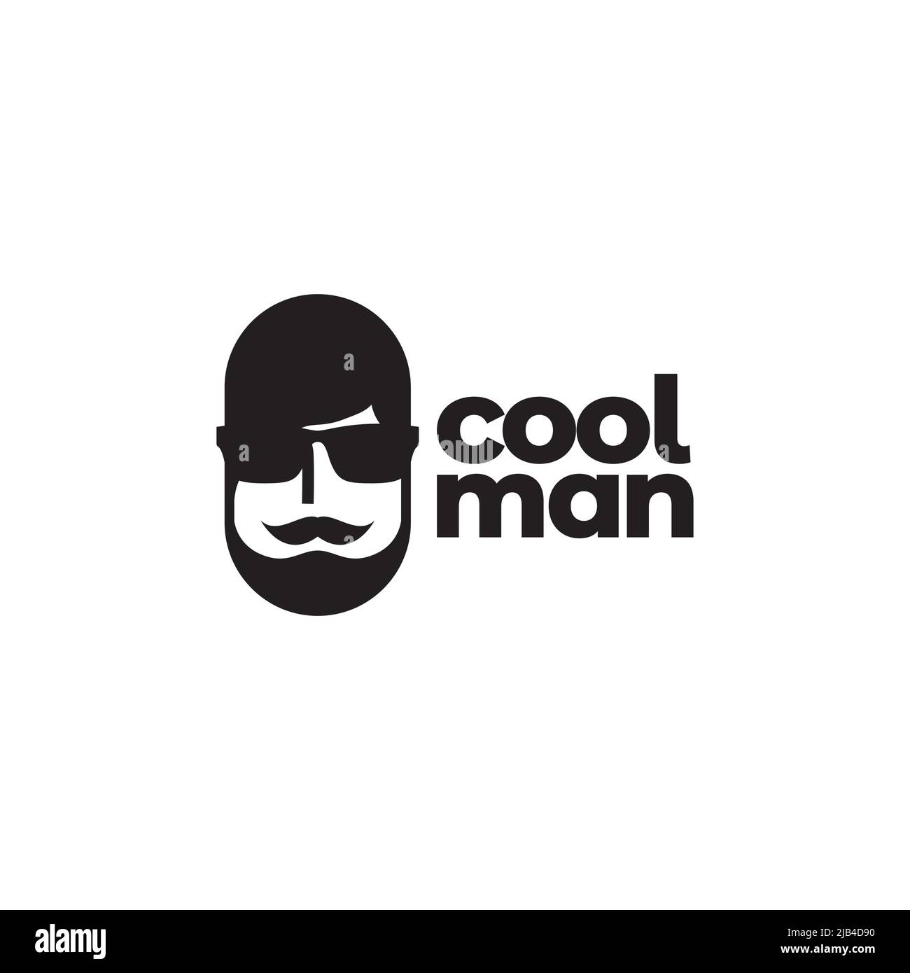 head cool man with beard and sunglasses logo design vector graphic ...