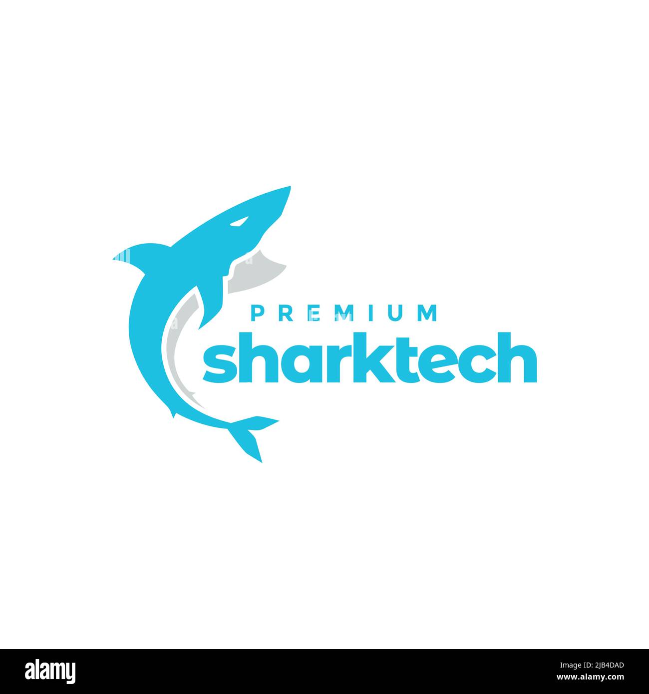 blue technology shape shark jump logo design vector graphic symbol icon ...