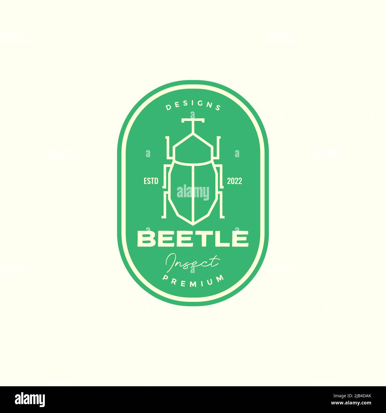 line beetle with colored badge vintage logo design vector graphic ...