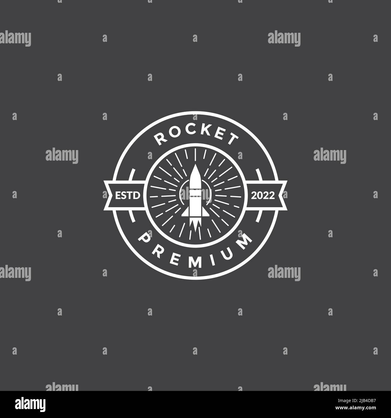 minimalist badge with rocket logo design vector graphic symbol icon ...
