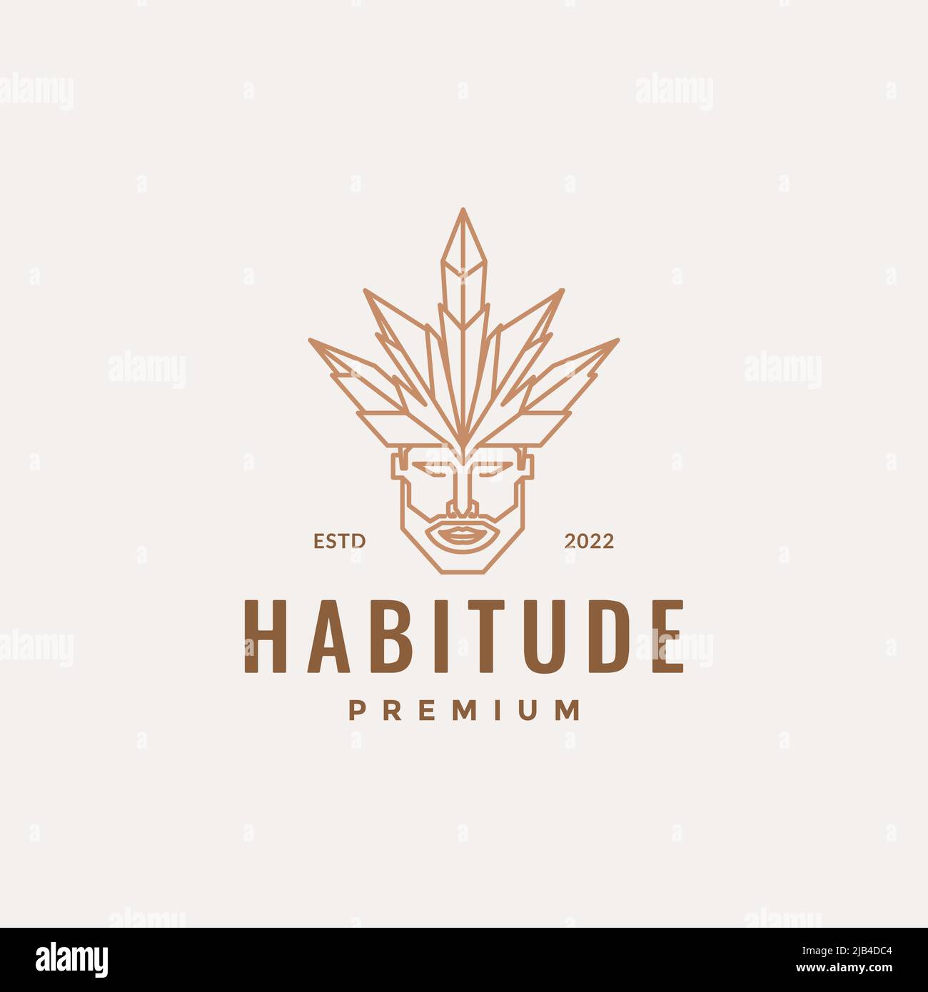 head man with leaf hat culture logo design vector graphic symbol icon ...