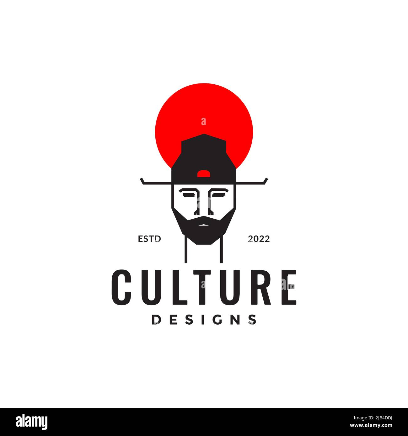 japan man head with culture traditional cap logo design vector graphic ...