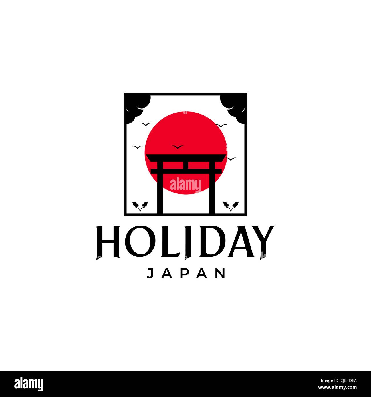 frame with torii japan red logo design vector graphic symbol icon ...