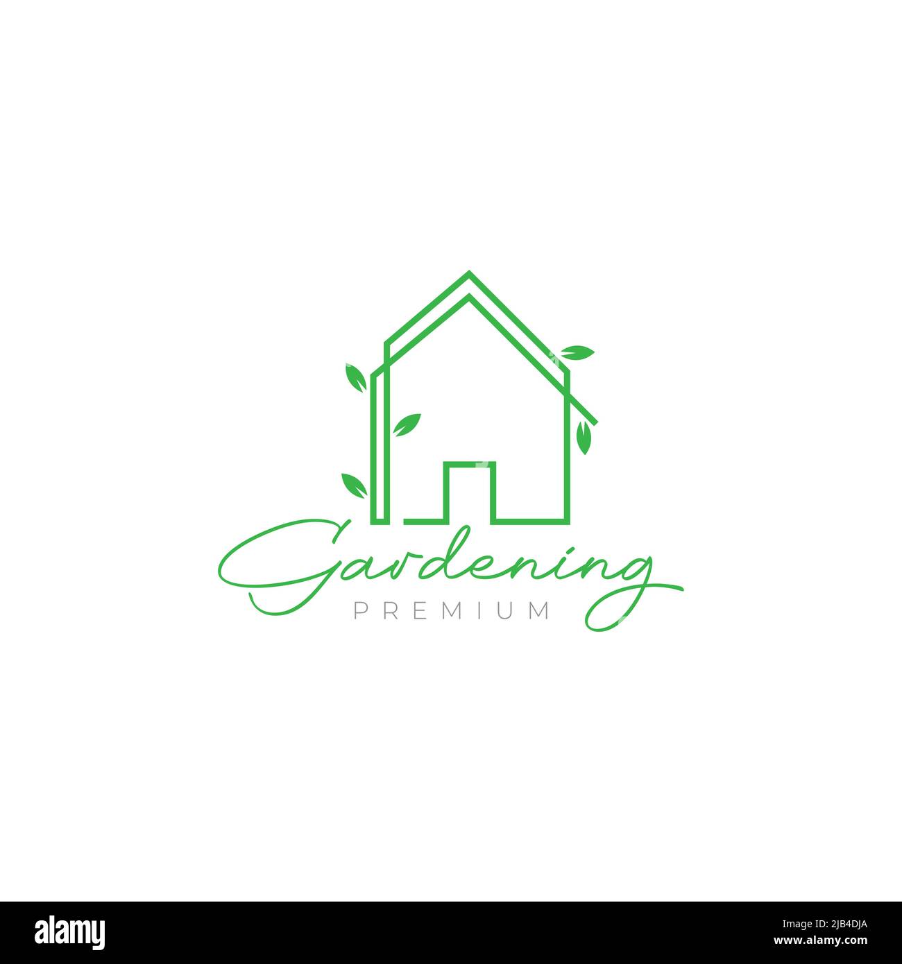 Continuous Line Home With Vines Leaf Plant Logo Design Vector Graphic