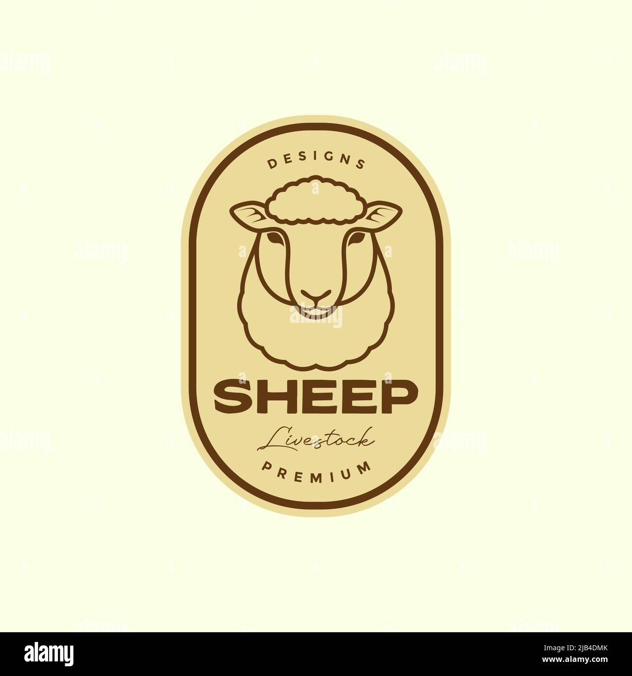 sheep line badge vintage logo design vector graphic symbol icon ...