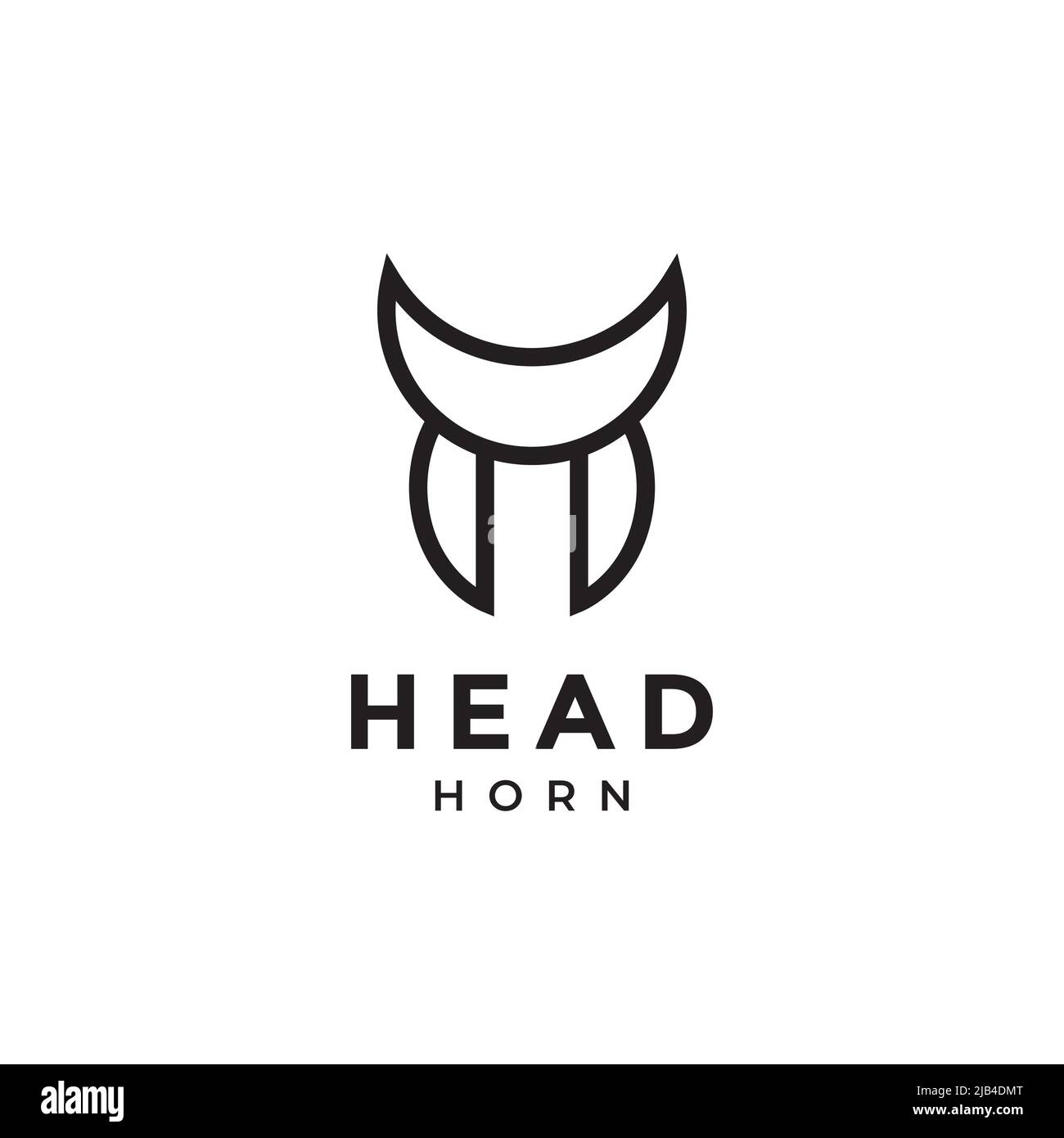 minimal geometric line crescent head logo design vector graphic symbol ...