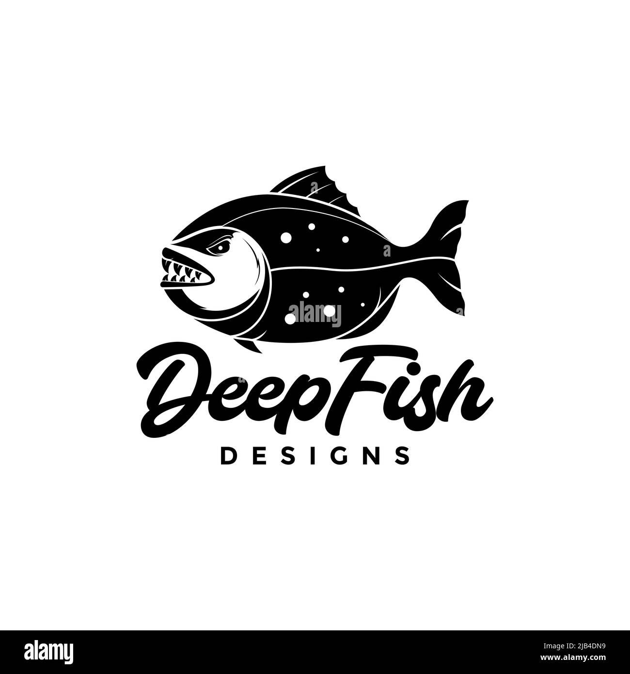 simple black fish isolated piranha danger logo design vector graphic ...