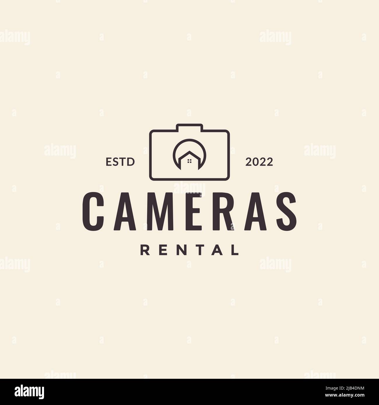 line camera with home minimal logo design vector graphic symbol icon ...