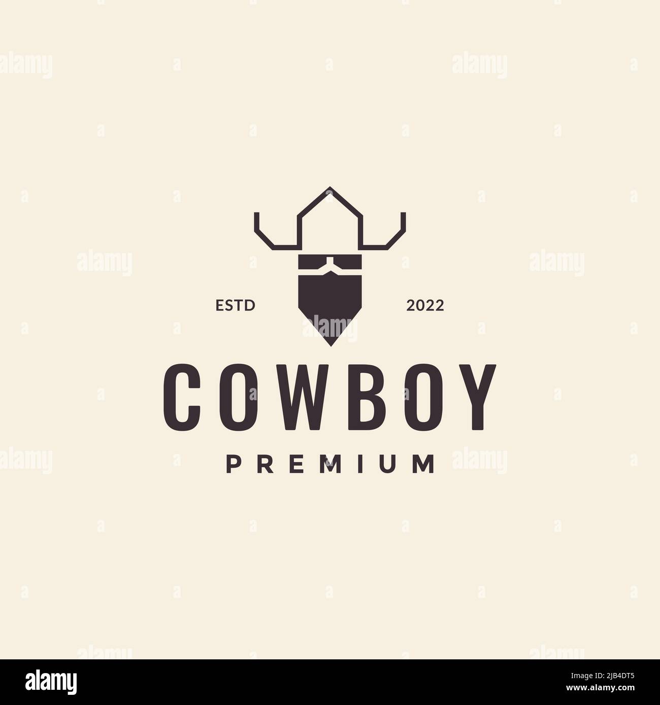 simple line head cowboy hipster logo design vector graphic symbol icon ...