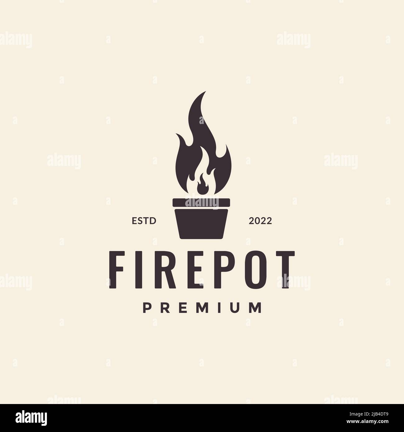 Pot With Plant Fire Hipster Logo Design Vector Graphic Symbol Icon