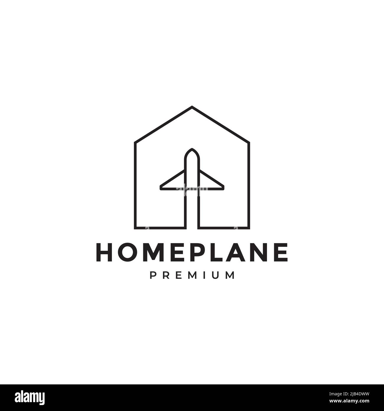 minimal home with airplane line logo design vector graphic symbol icon ...